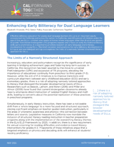 Enhancing Early Biliteracy for Dual Language Learners - Californians Together